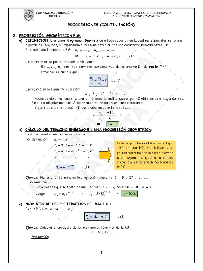 Progresión Goemétrica | PDF | Matemática Elemental | Análisis matemático
