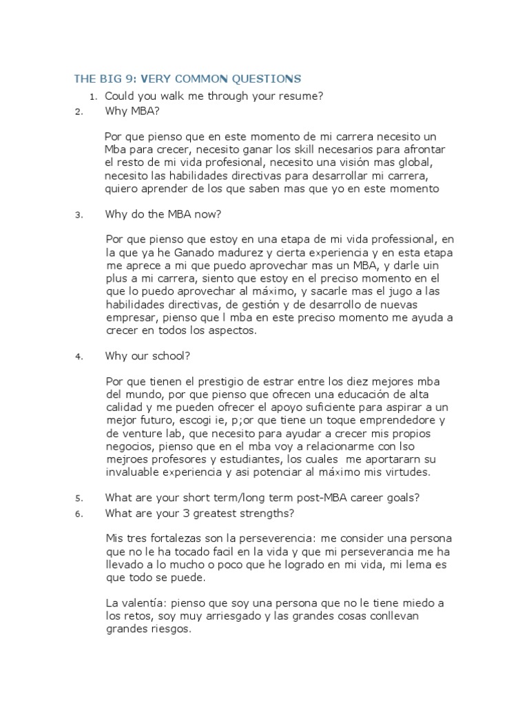 Common Interview Questions | PDF | Liderazgo | Economias