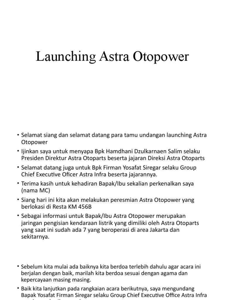 Launching Astra Otopower Cue Card | PDF
