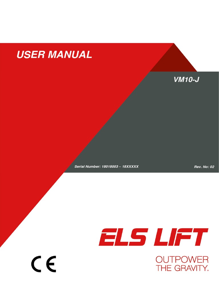 ELS Lift User Manual VM10-J | PDF | Safety | Battery Charger