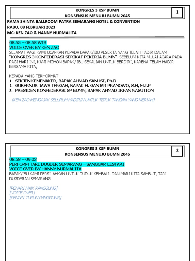 MC Script Talkshow Bumn 08 Februari 2023 | PDF