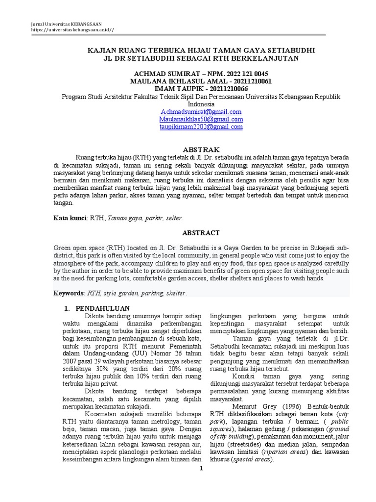 Jurnal Taman Gaya - Ahmad Sumirat - Maulana Ikhlasul Amal - Imam Taupik - RegB | PDF | Seni ...