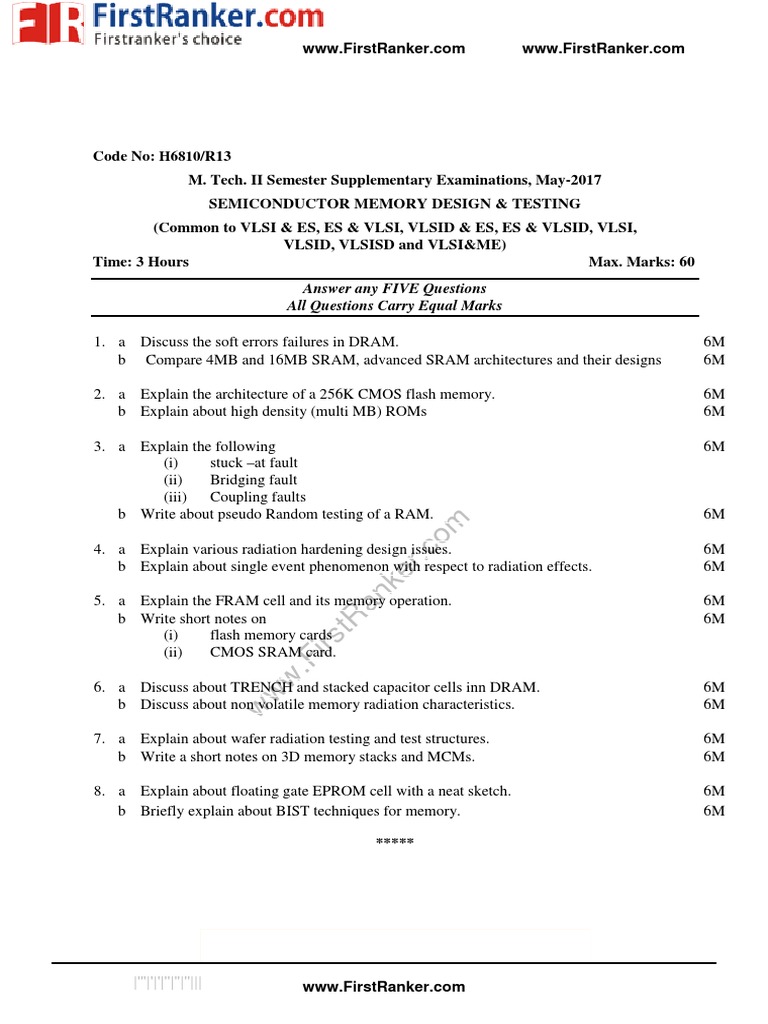 JNTUK - M Tech - 2017 - 2nd Semester-H6810052017 SEMICONDUCTOR MEMORY ...