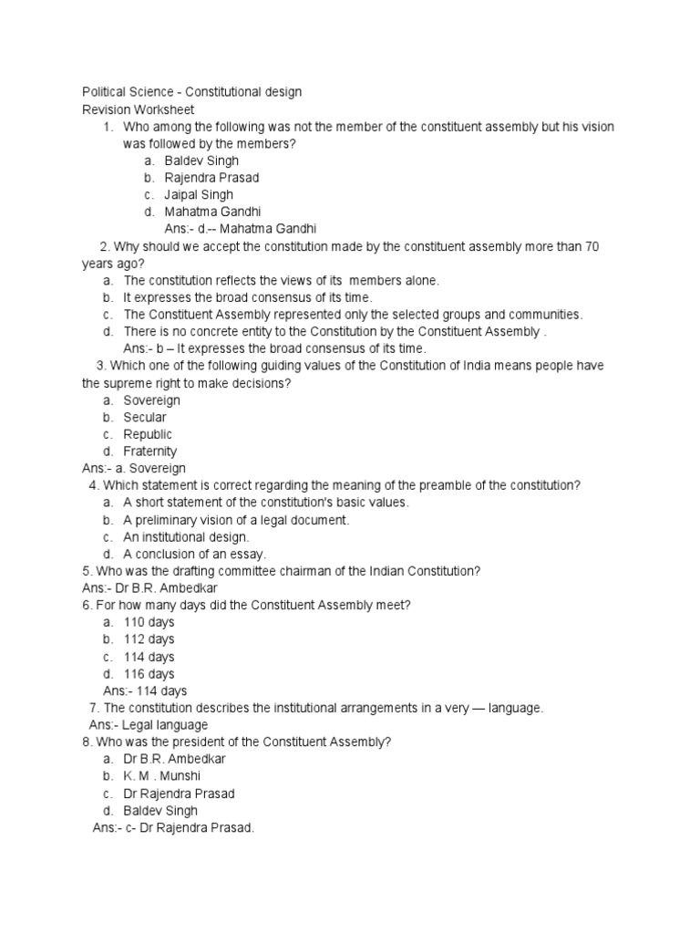 Political Science - Constitutional Design | Download Free PDF ...