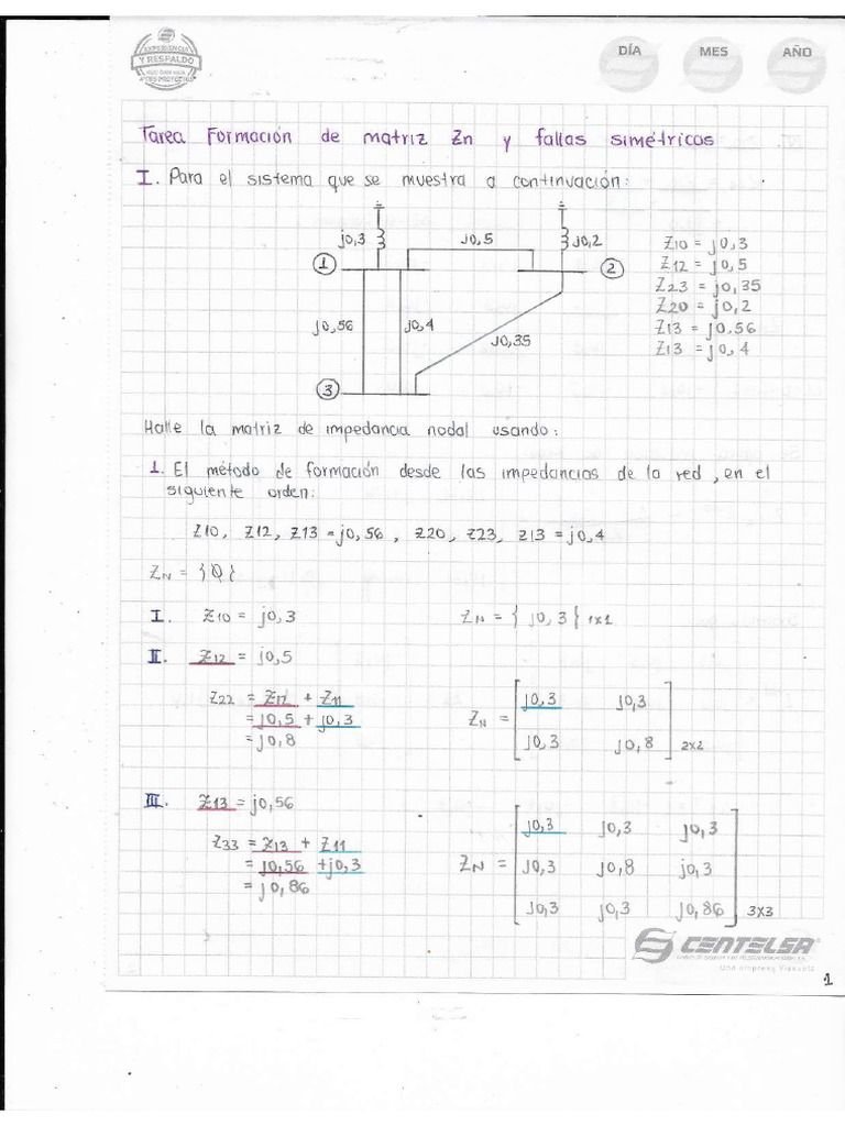 Solución Tarea Matriz ZN y Fallas Simetricas | PDF