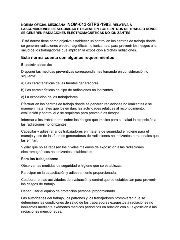 Requisitos para la protección de trabajadores expuestos a radiaciones ...