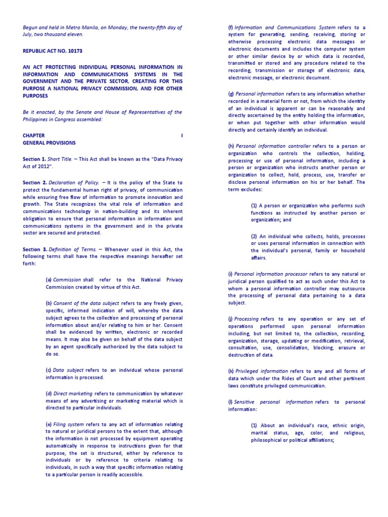 Data Privacy Act Overview | PDF | Information | Computer Security