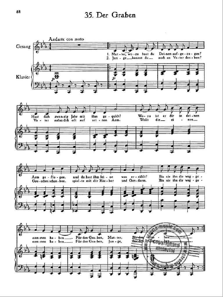 Hanns Eisler & Kurt Tucholsky - Der Graben (Piano & Voice) | PDF