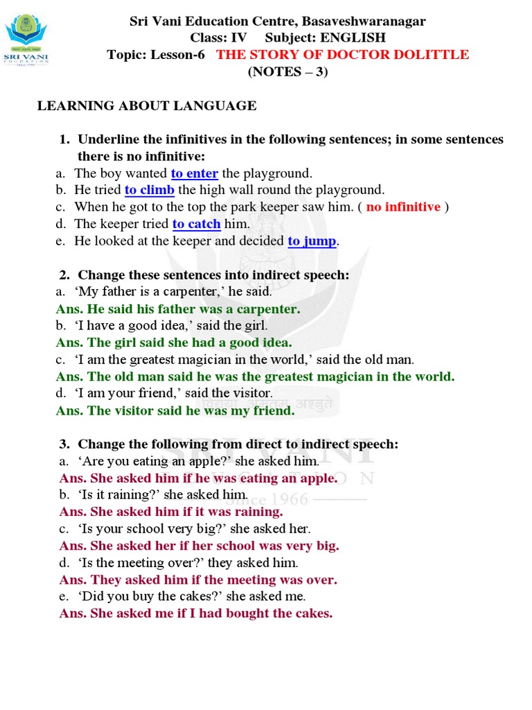 CL Iv Eng Lesson-6 Notes-3 | PDF