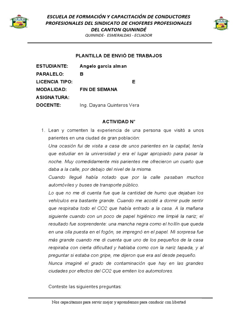 Plantilla de Envio de Tareas Virtuales | PDF