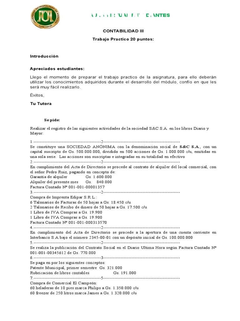 Trabajo Practico Contabilidad III | PDF | Business | Negocios económicos