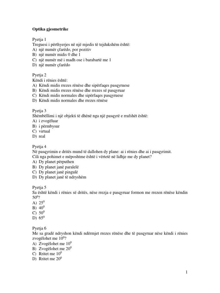 Optika Gjeometrike | PDF