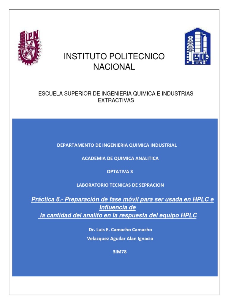 Práctica 6. - Preparación de Fase Móvil para Ser Usada en HPLC e ...