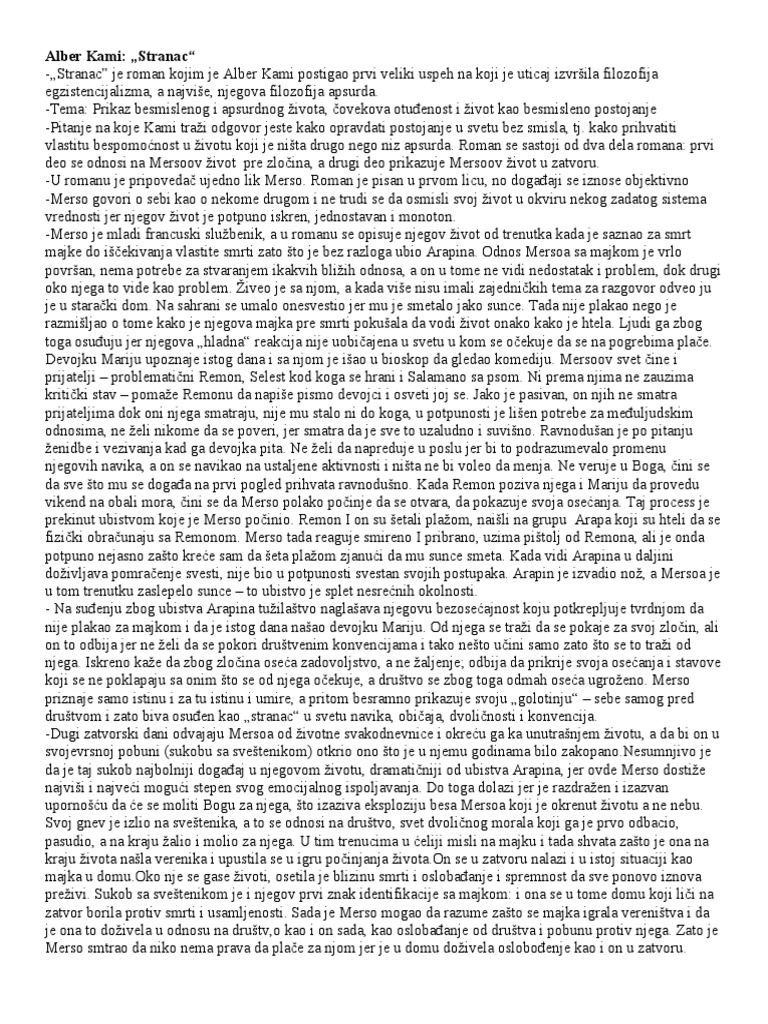 Alber Kami: Stranac" | PDF