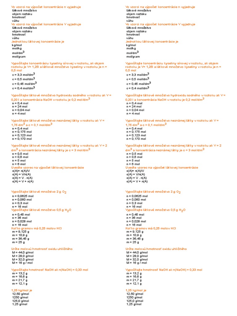 U9 Opakovanie Výpočty | PDF