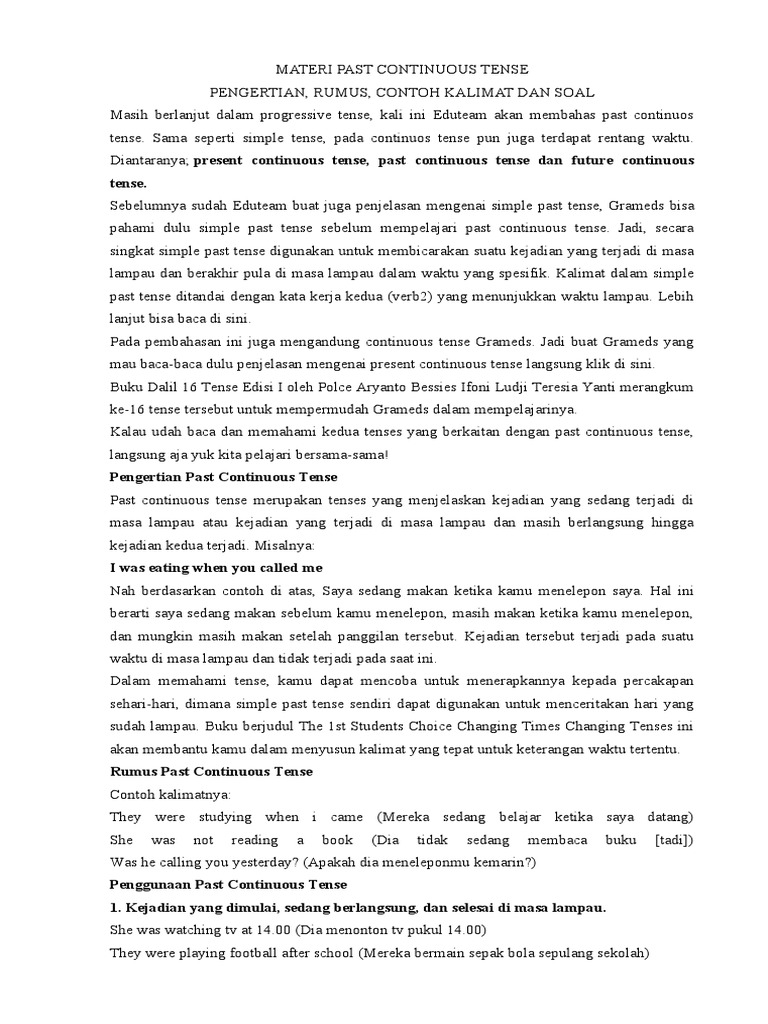 Materi Past Continuous Tense | PDF
