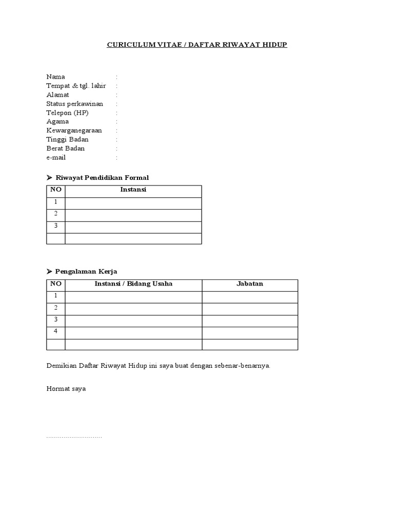 CV Kosong | PDF