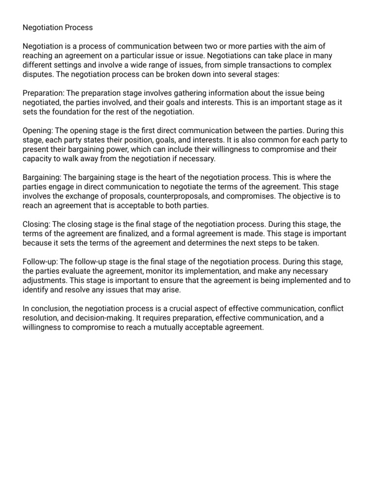 Negotiation Process | PDF