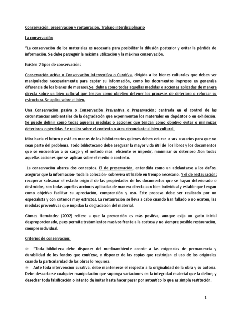 Conservación, preservación y restauración de documentos: un enfoque interdisciplinario | PDF