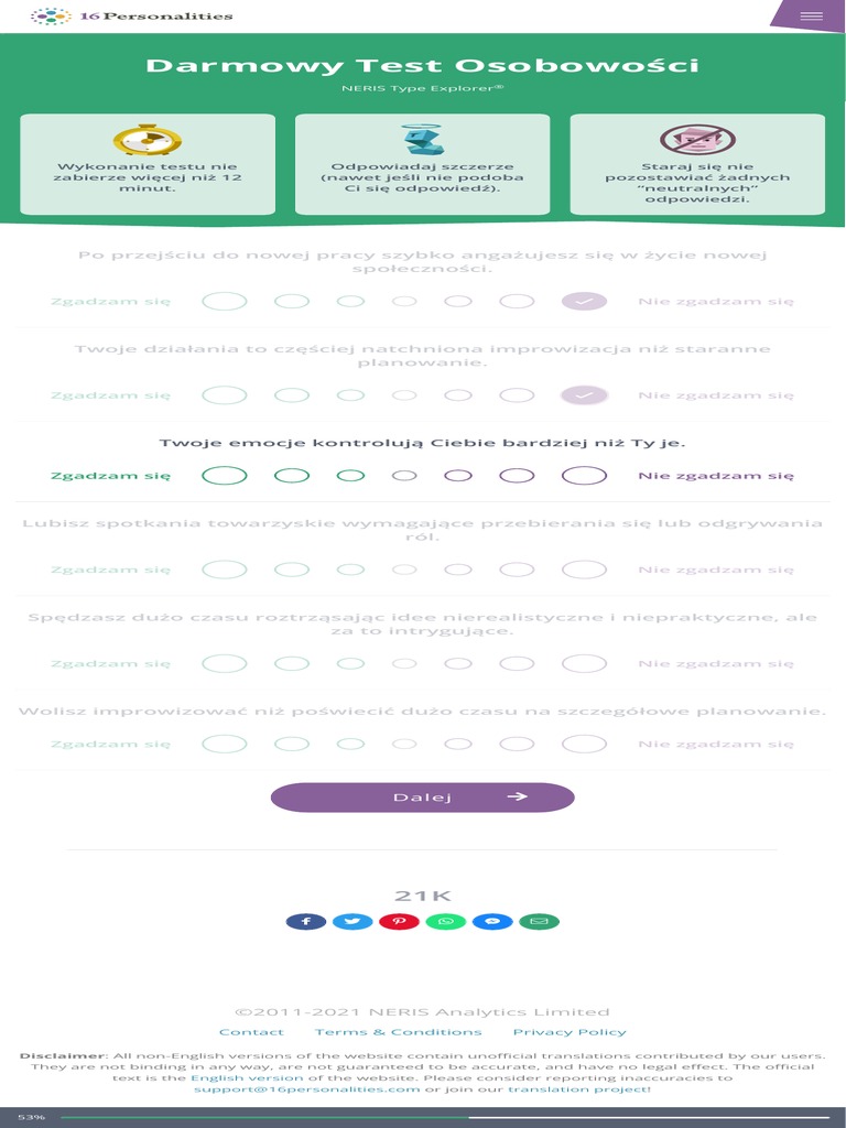 Darmowy Test Osobowości 16personalities 2 | PDF