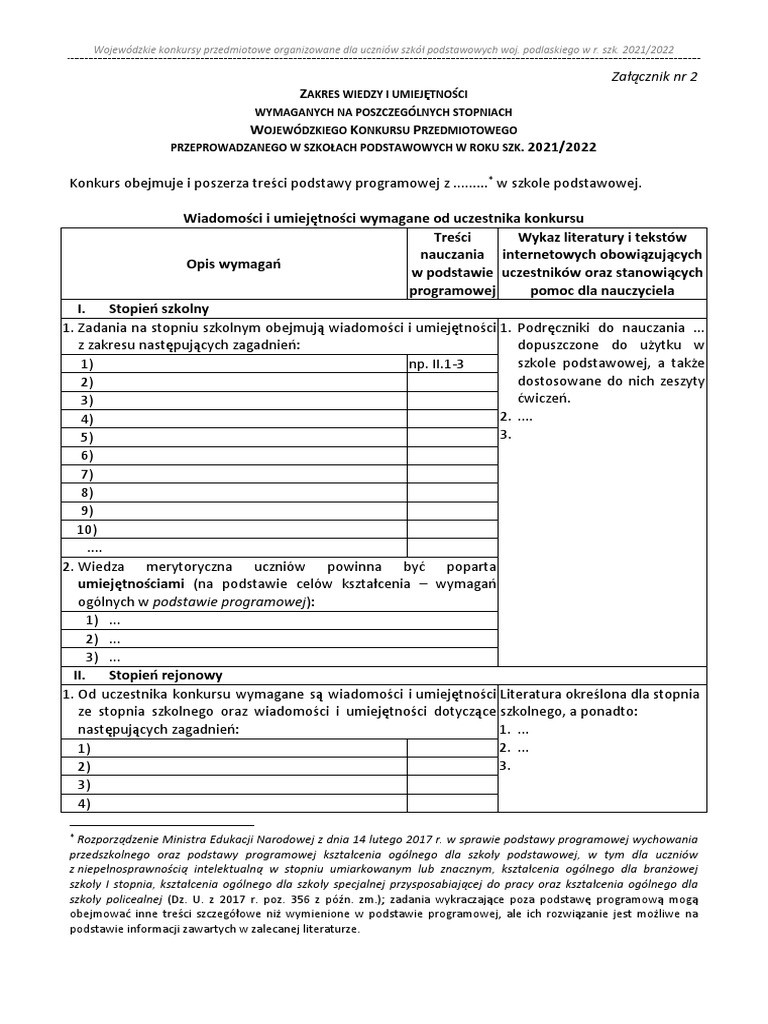 Zalacznik NR 2 Wzor Zakresu Wymagan | PDF