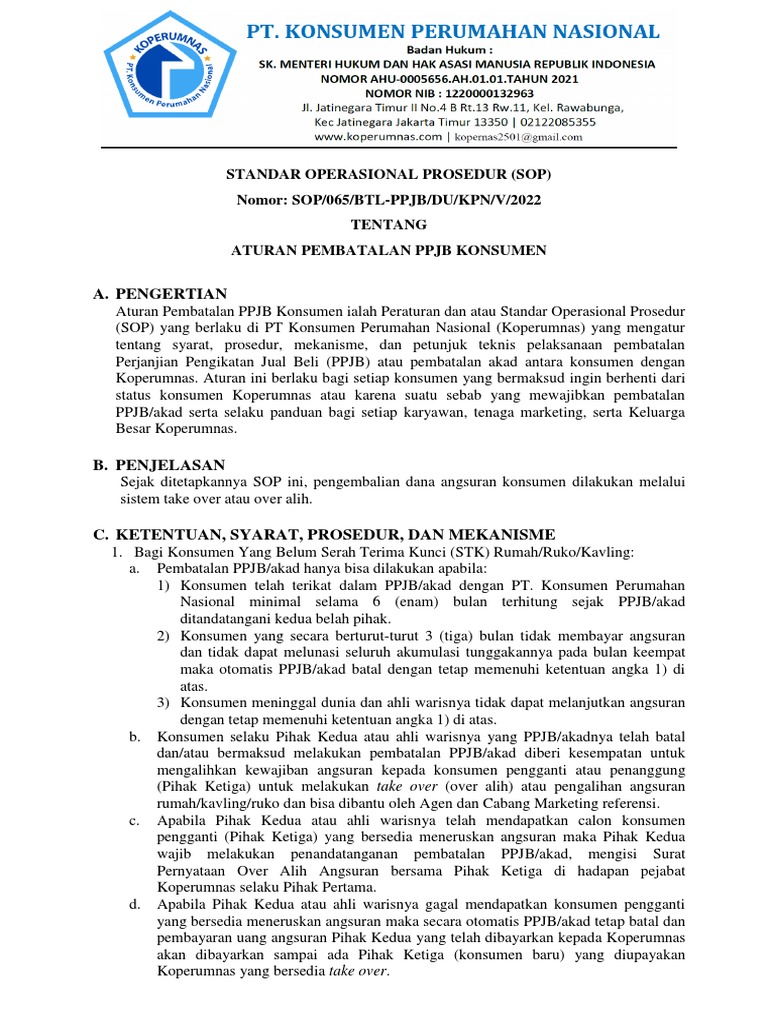 SOP 065-Batal PPJB | PDF
