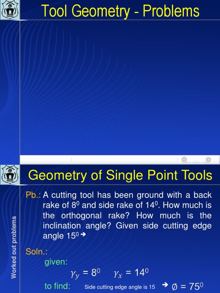 Tool Geometry - Problems | PDF | Machining | Building Materials