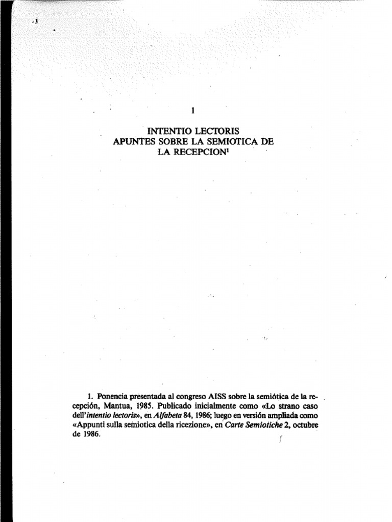 Eco - Intentio Lectoris | PDF