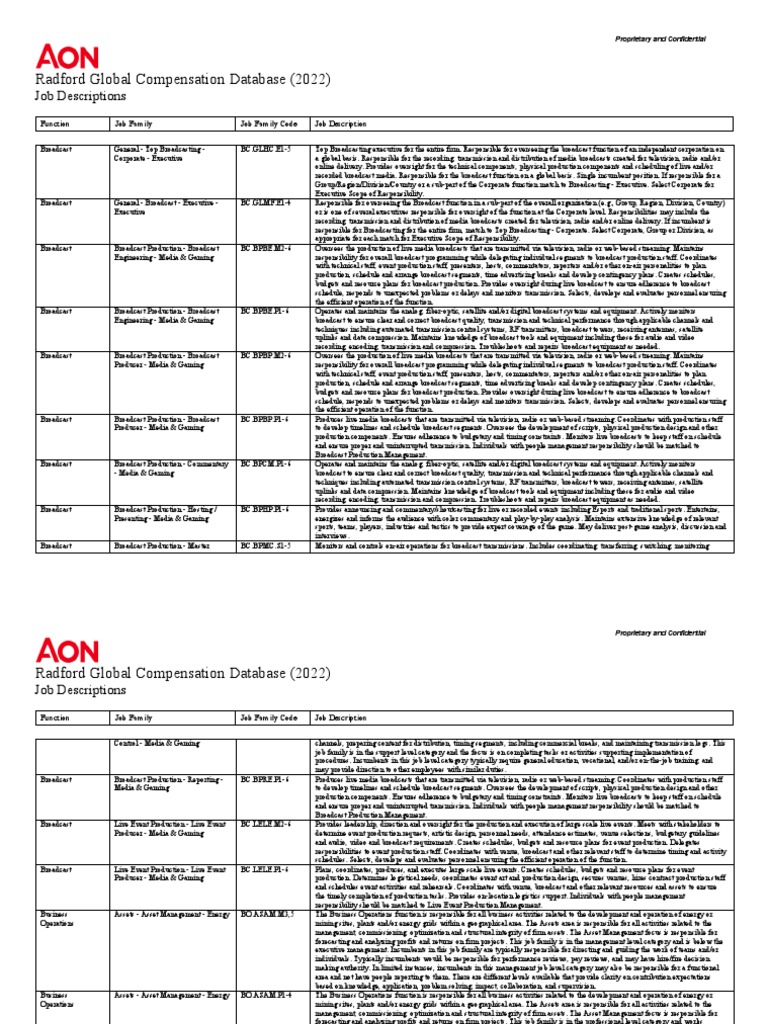 2022 Radford GCD Job Family Descriptions | PDF | Broadcasting | Scada