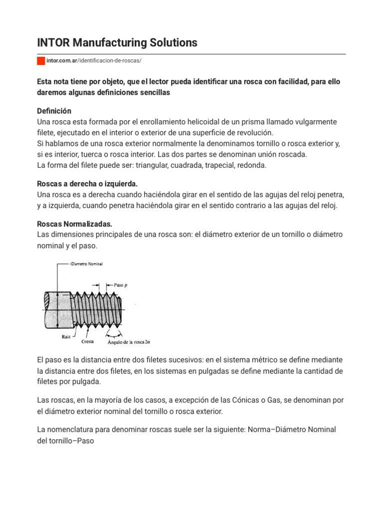Cómo identificar roscas: definiciones, tipos de roscas, medición de ...