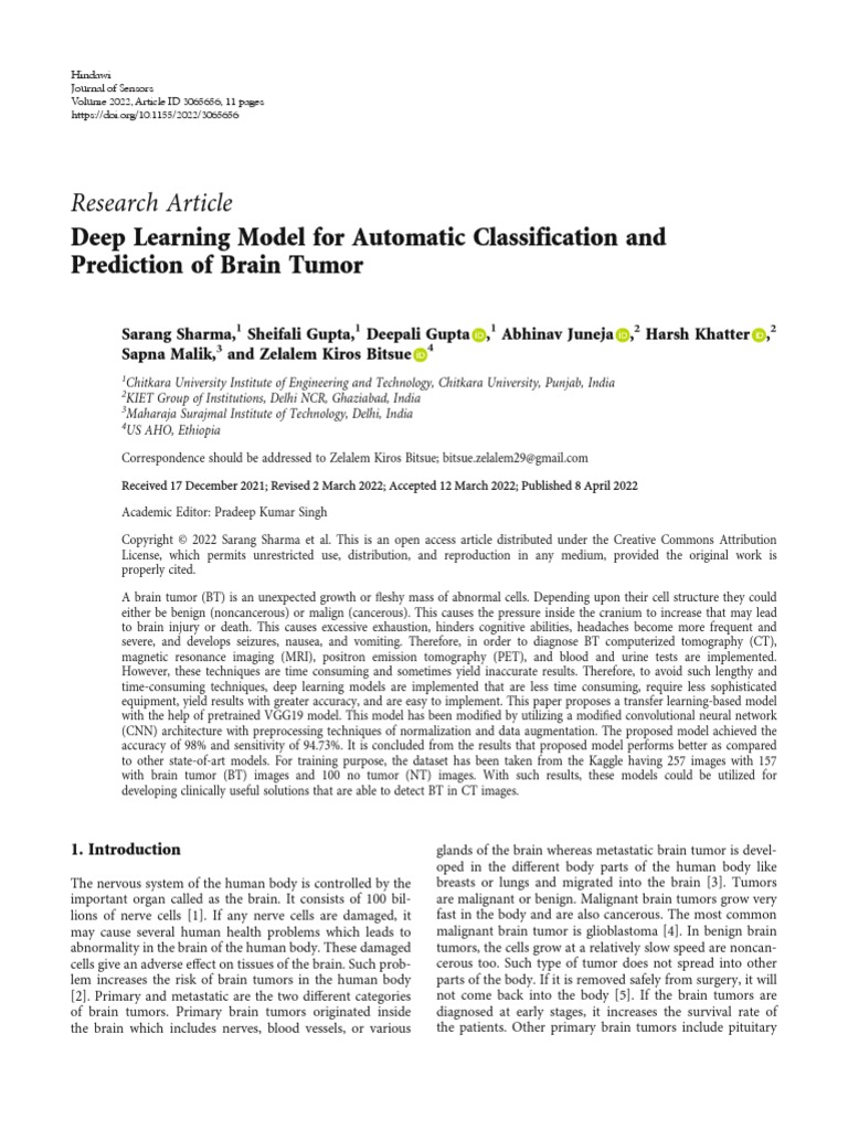Deep Learning Model For Automatic Classification A Pdf Brain Tumor