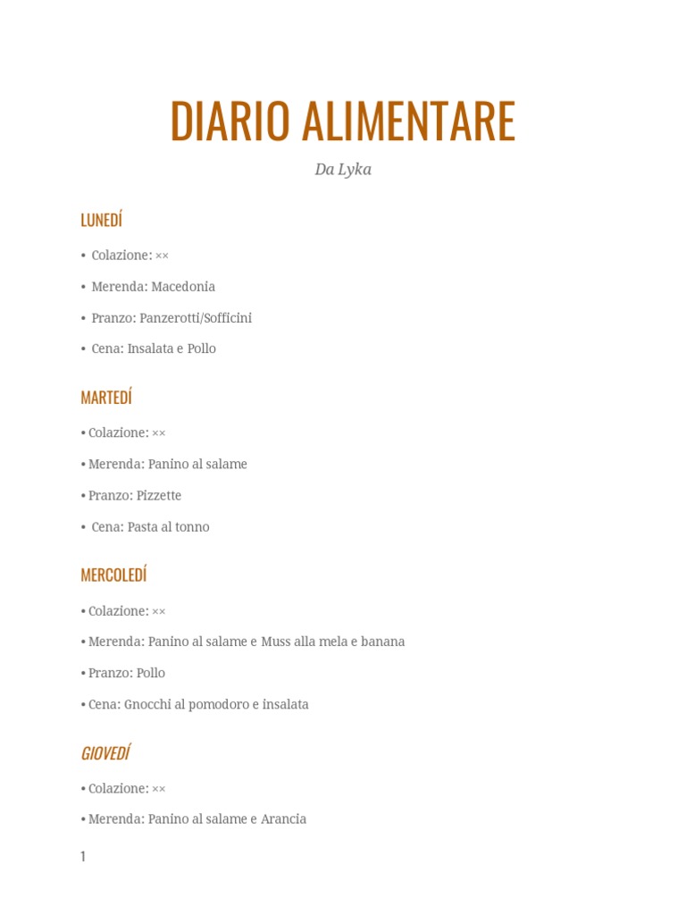 Diario Alimentare | PDF