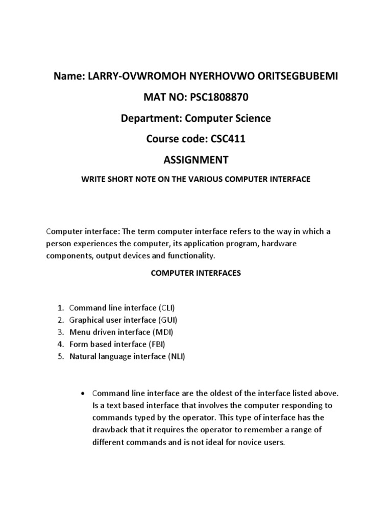 A Comprehensive Overview Of Computer Interfaces And The History Of Operating Systems Pdf