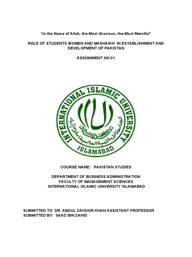 Assignment Role of Student Woman and Mashaikhs | PDF | Muhammad Ali ...