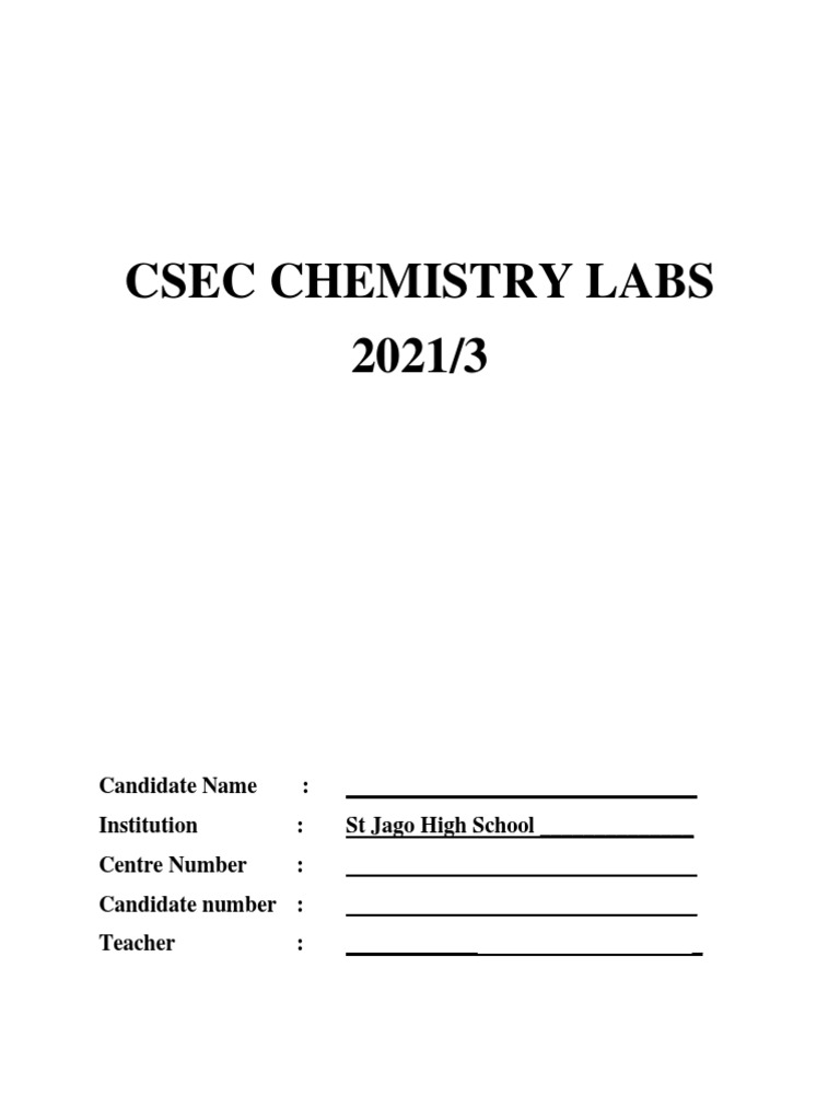 CSEC CHEMISTRY LABs | PDF | Chemistry | Titration