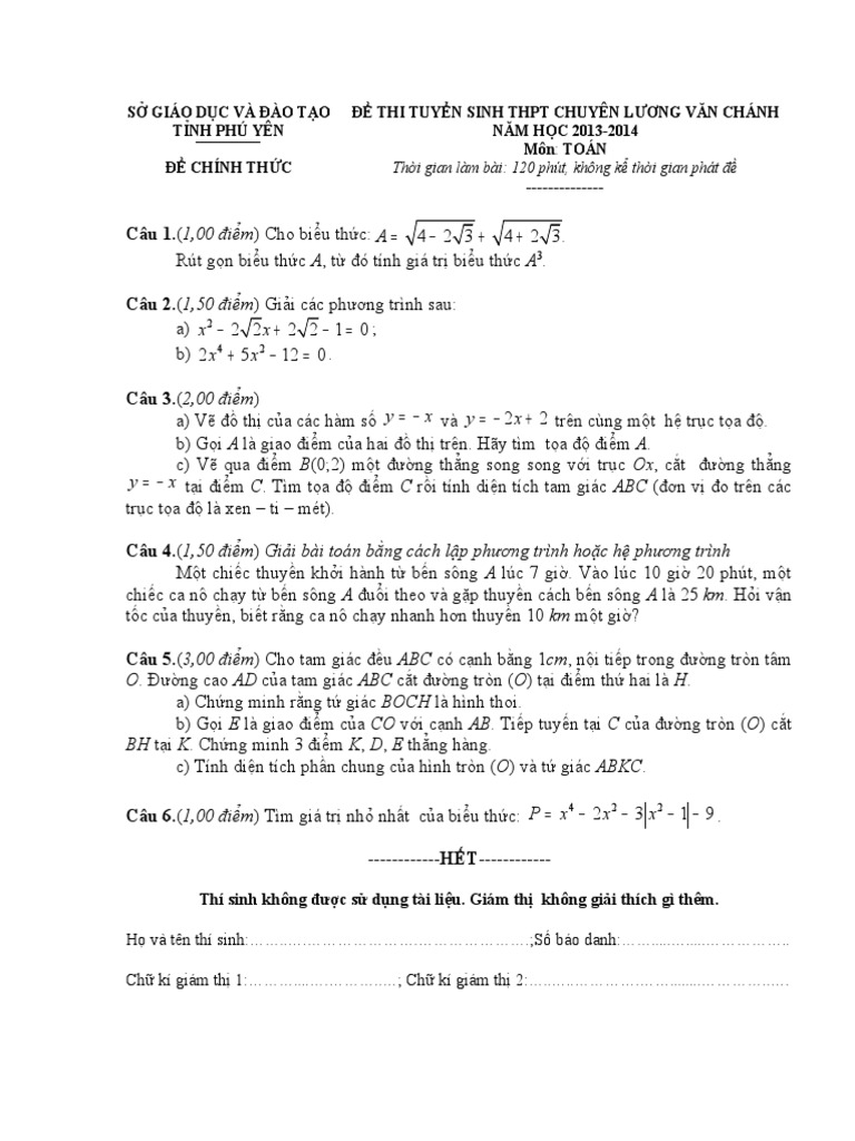 De Tuyen Sinh Lop 10 THPH Chuyen Luong Van Chanh Mon Toan He So1 2013 ...