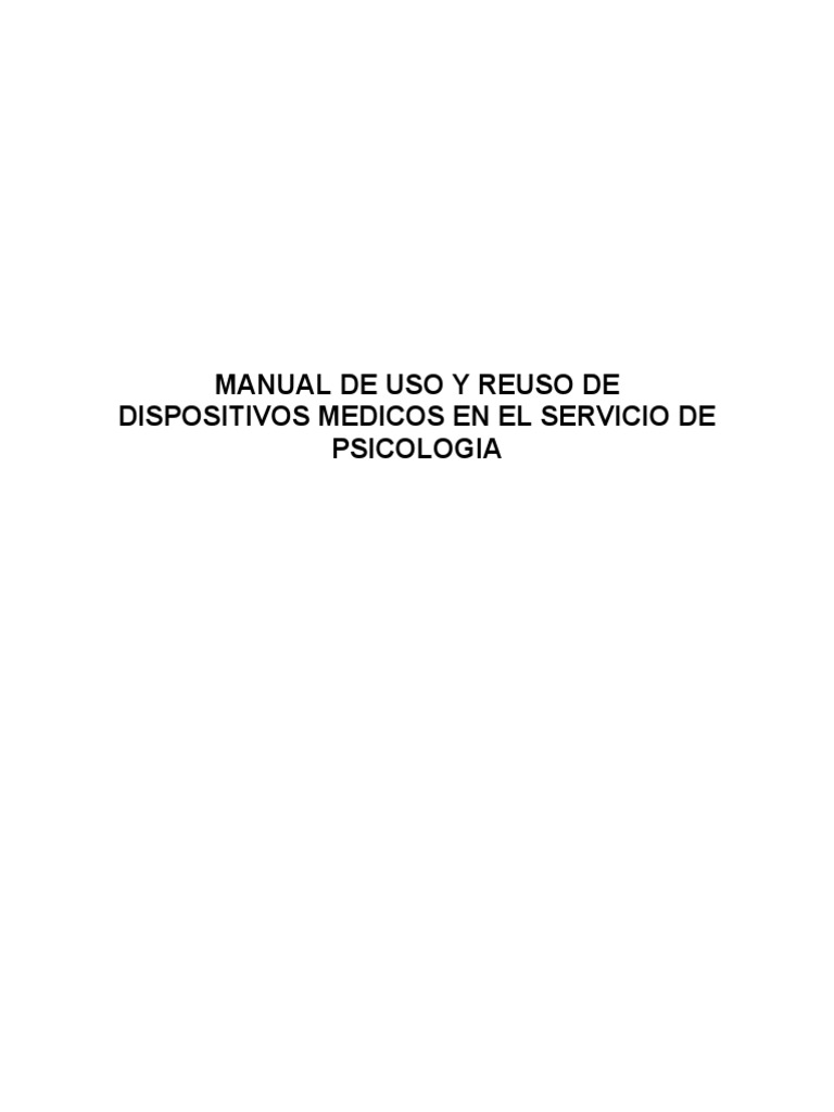 Manual de Uso y Reuso de Psicologia | PDF | Dispositivo médico | Medicina