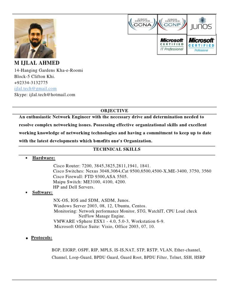 M Ijlal Ahmed - CV | PDF | Computer Network | Router (Computing)
