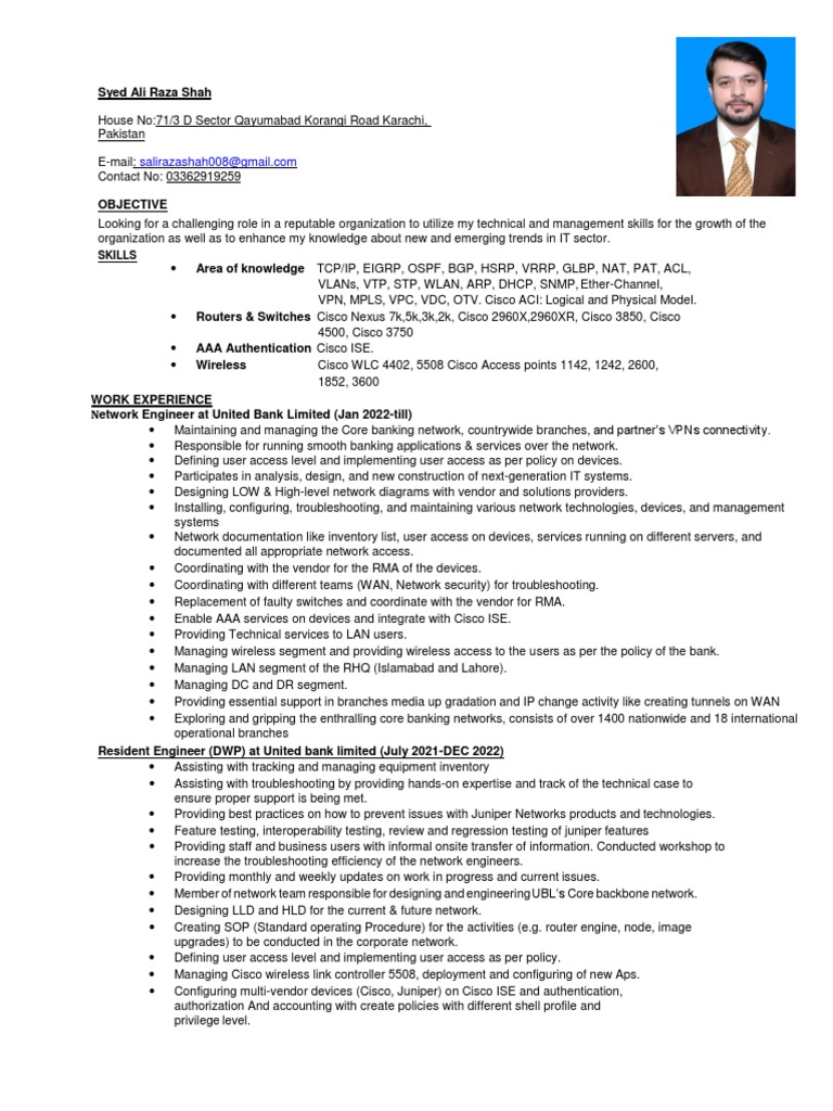 Syed Ali-Raza-CV | PDF | Computer Network | Virtual Private Network
