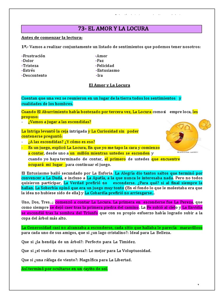 Lectura Comprensiva | PDF | Locura | Amor