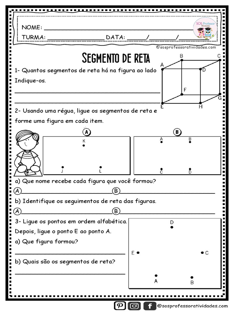 Segmento de Reta@Sosprofessoratividades | PDF | Geometria Elementar | Matemática elementar