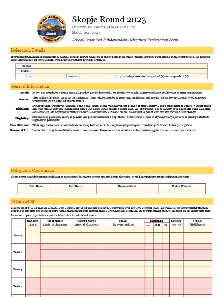 Skopje Round 2023 Registration Guide | PDF