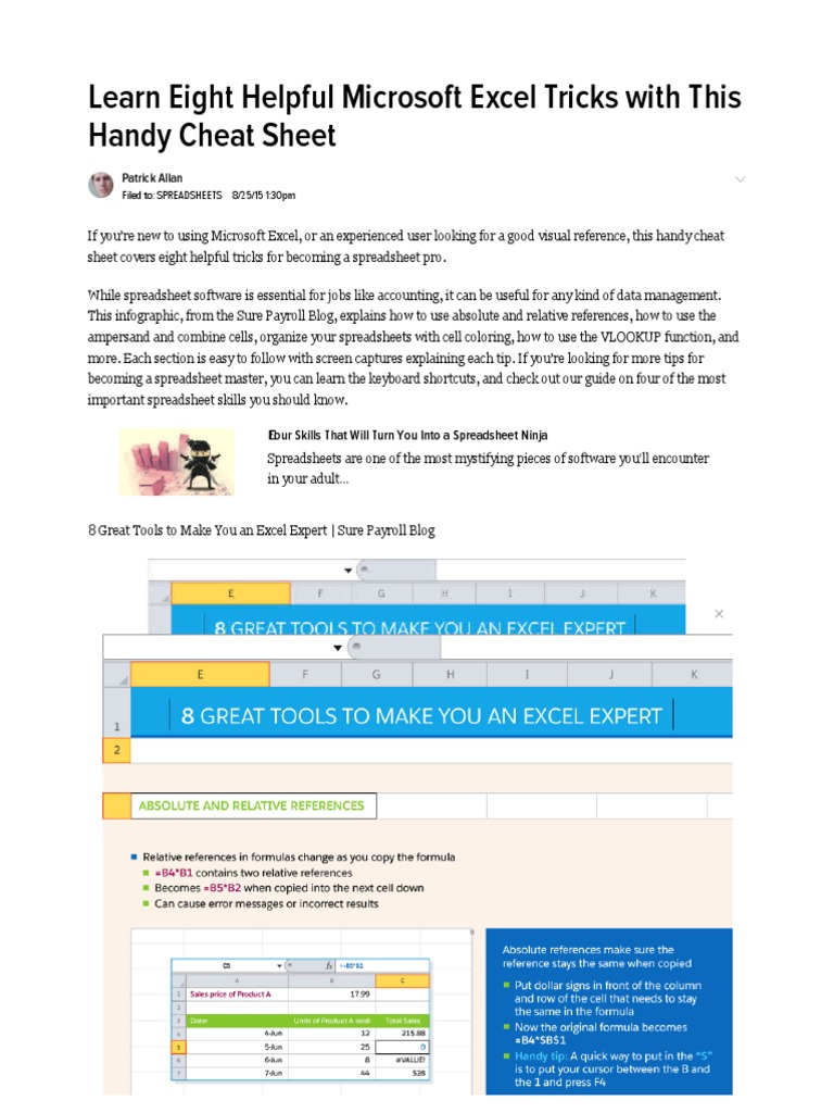 EIght Excel Tips | Download Free PDF | Microsoft Excel | Spreadsheet