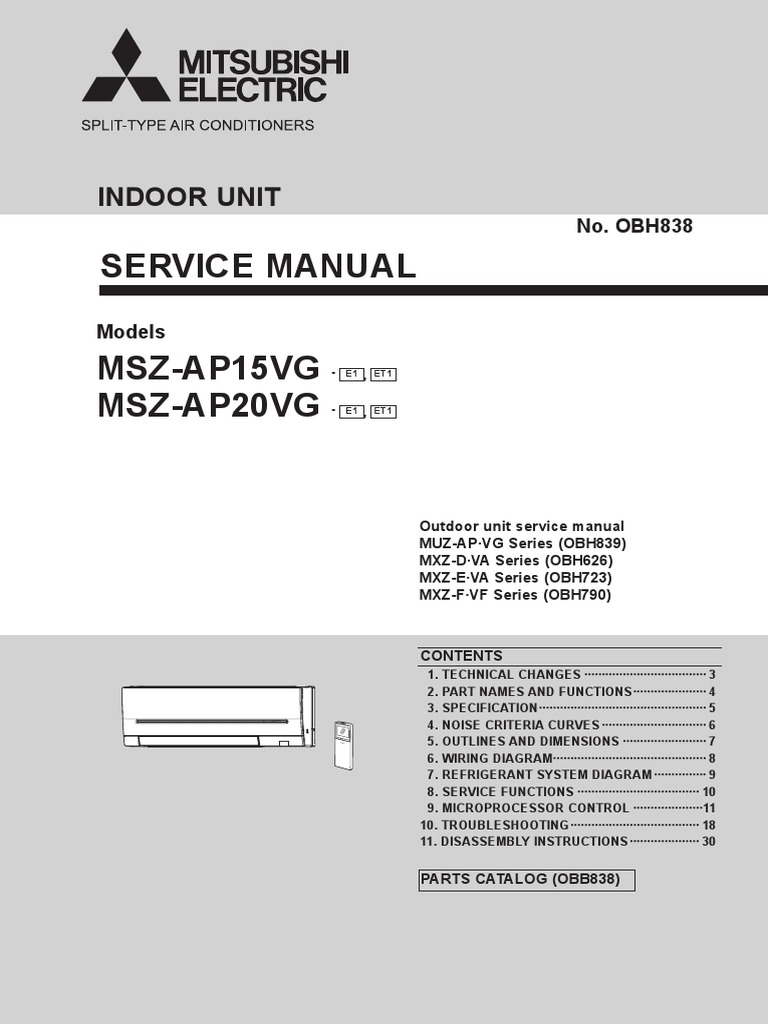 Msz-Ap15-20vg Service Manual Obh838 | PDF | Air Conditioning | Heat Exchanger