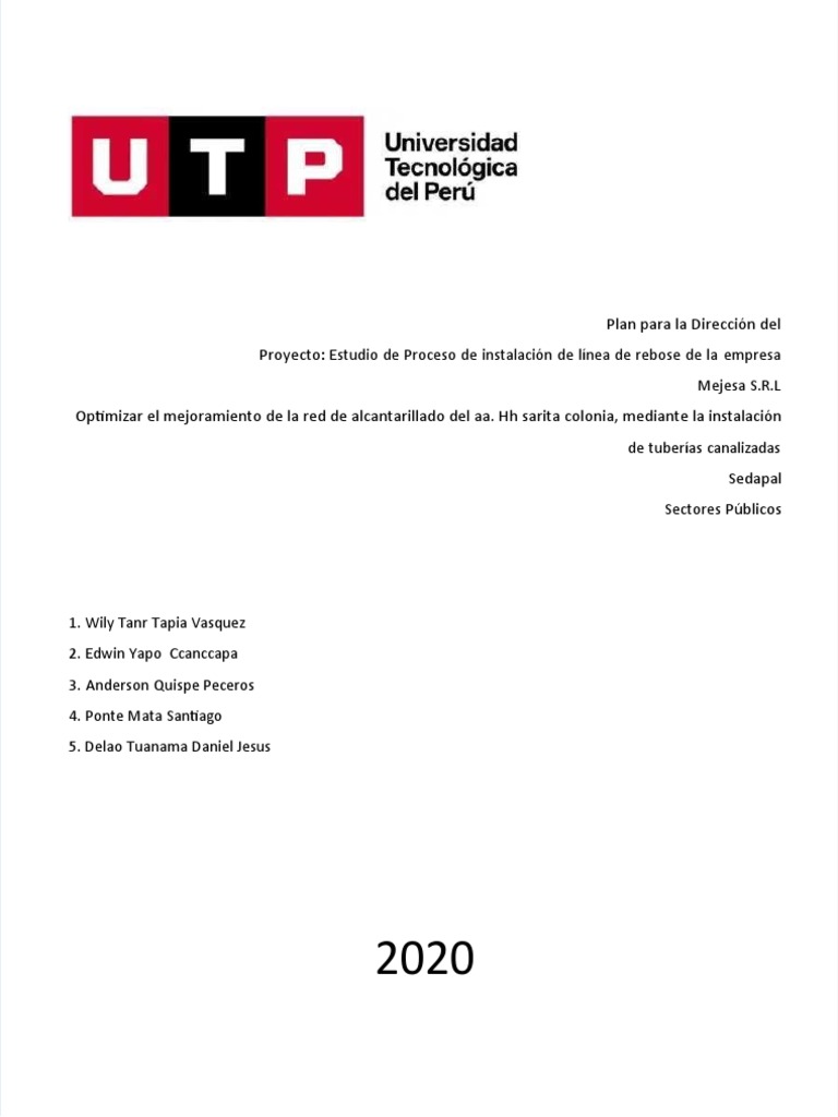 PDF Avance Final Gestion de Proyectos 03-12-2020 | PDF | Calidad (comercial) | Seguridad y salud ...