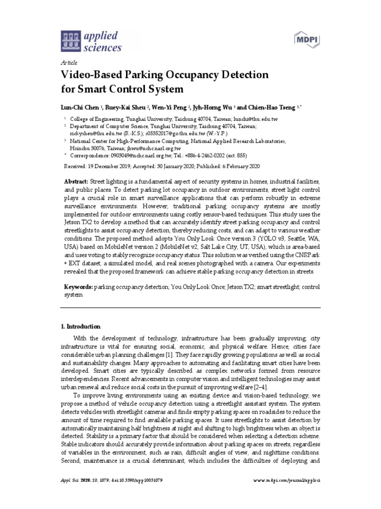Video Based Parking Occupancy Detection For Smart Pdf Deep Learning Computer Engineering