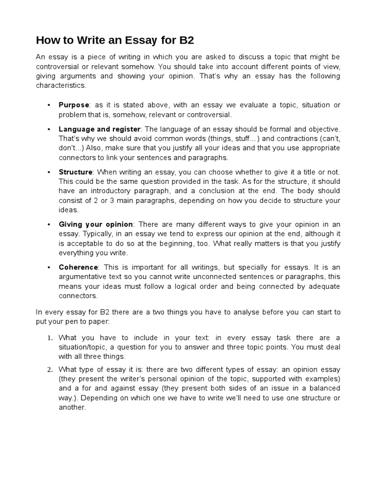 Essay B2 | PDF | Essays | Paragraph