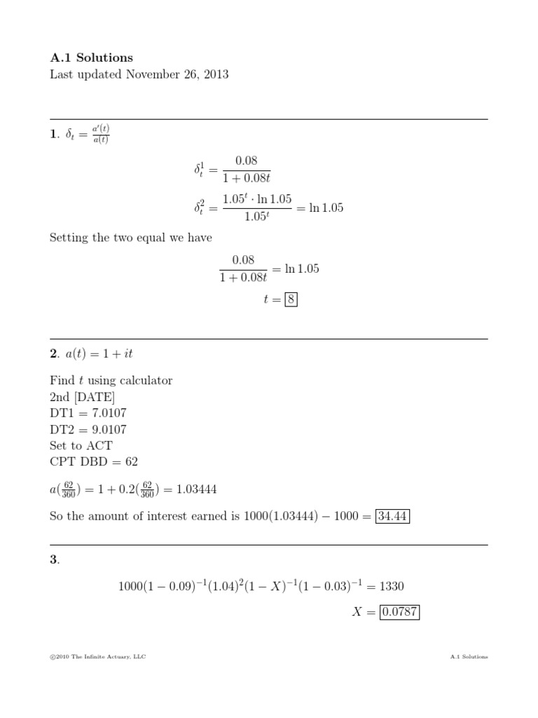 A1 Solutions | PDF | Equations | Compound Interest