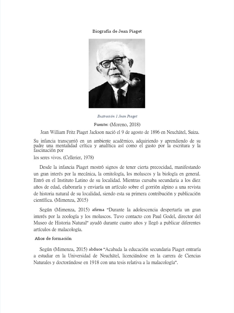 PDF Biografia de Jean Piaget | PDF | Desarrollo cognitivo | Ciencia ...