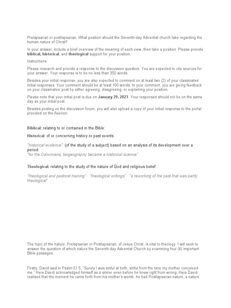 Prelapsarian vs. Postlapsarian Christ Nature | PDF | Sin | Jesus